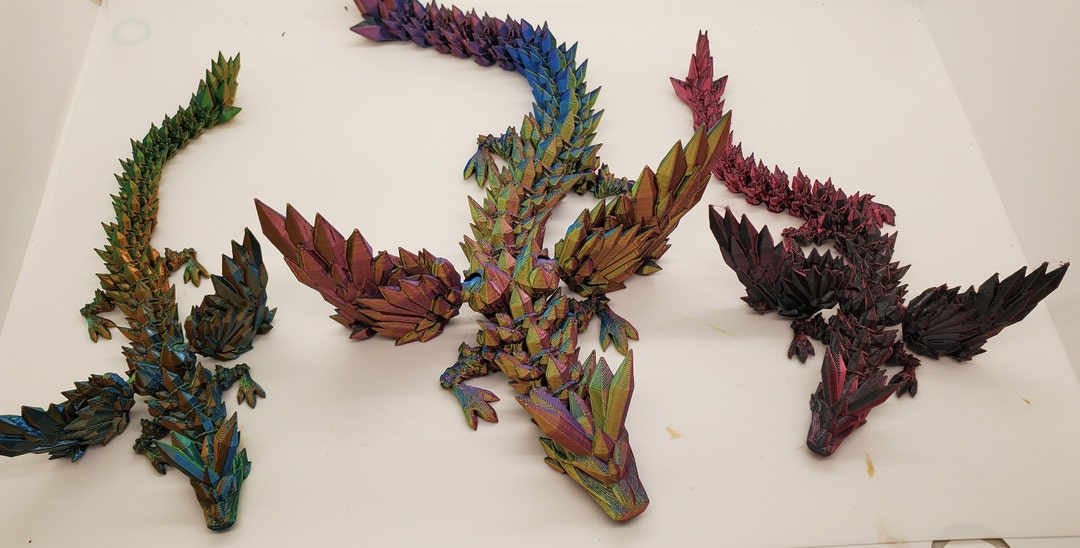 Winged Dragon-crystal Winged Dragon-3d Printed Dragon-articulated ...