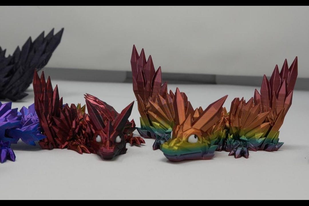 Baby Winged Dragon-crystal Winged Dragon-3d Printed Dragon-articulated ...