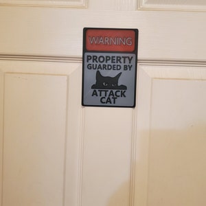 3d Printed Warning Sign- Attack Cat-funny - Etsy