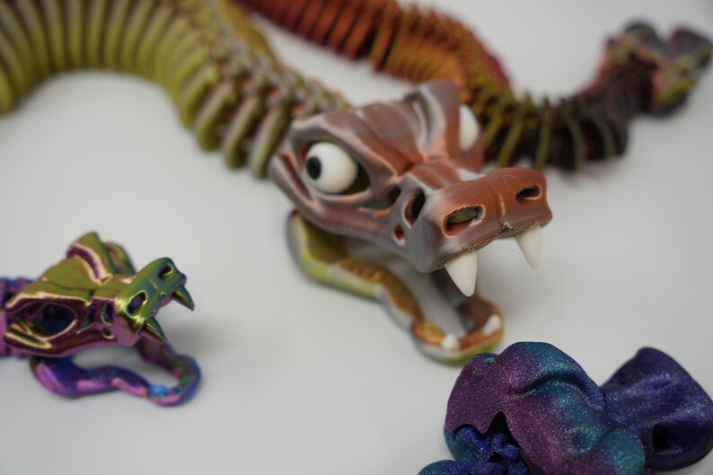 Articulated Skeleton Snake Fidget Toy, 3D Printed Slithery Stress ...