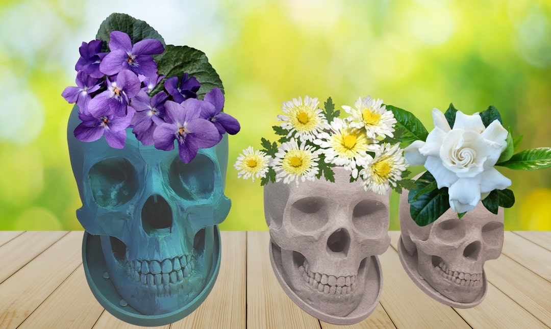 Skull Planter-3d Printed-human Skull Replica-skull Pot-spooky Planter ...
