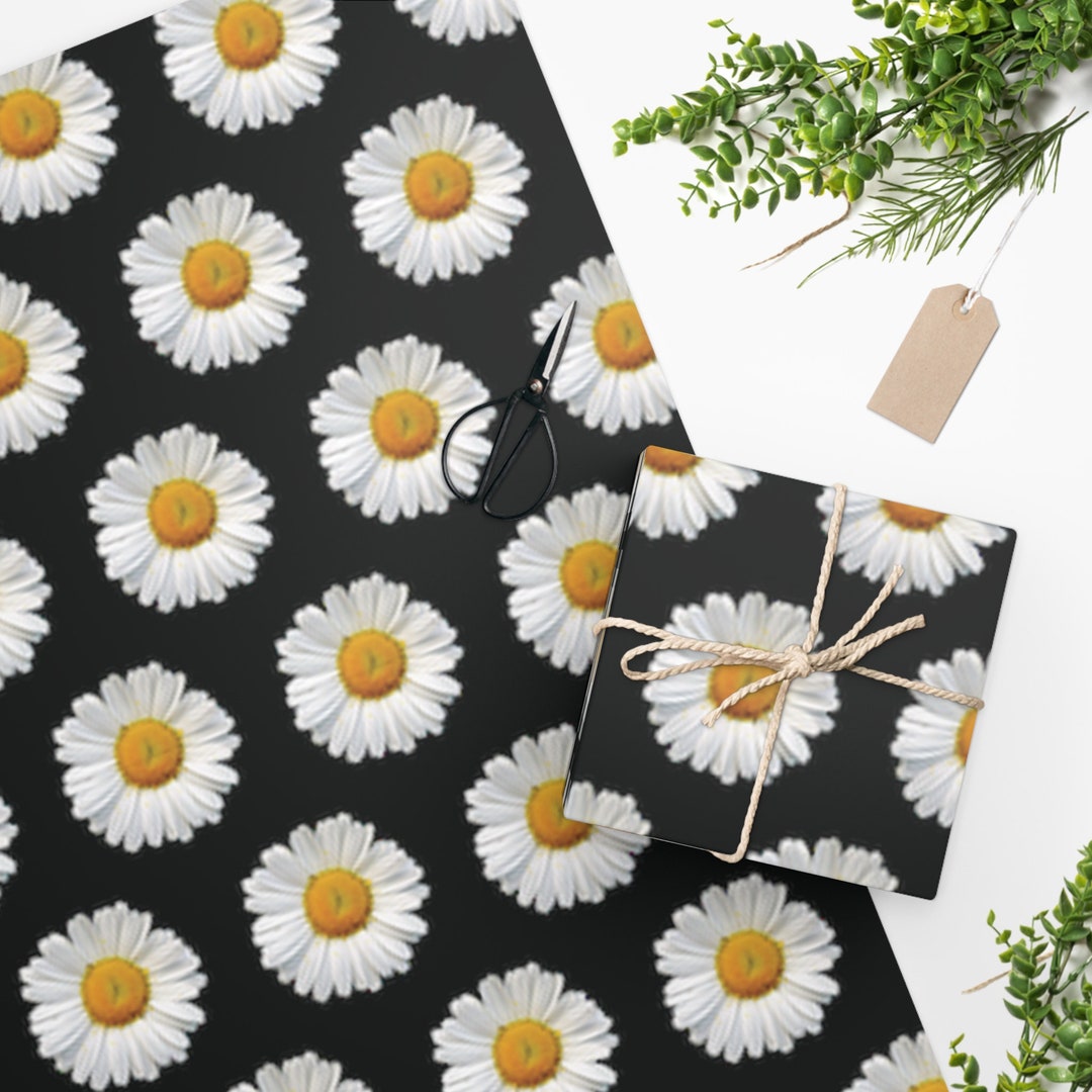 Daisy Wrapping Paper Daisy Gift Wrap Black and White - Etsy