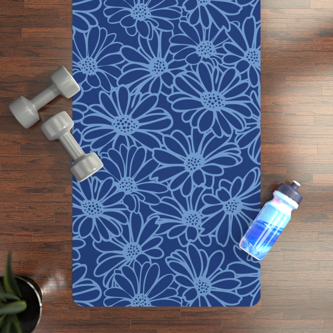 Blue Daisy Yoga Mat Daisy Exercise Mat Daisy Gift for Her Fun Daisy ...