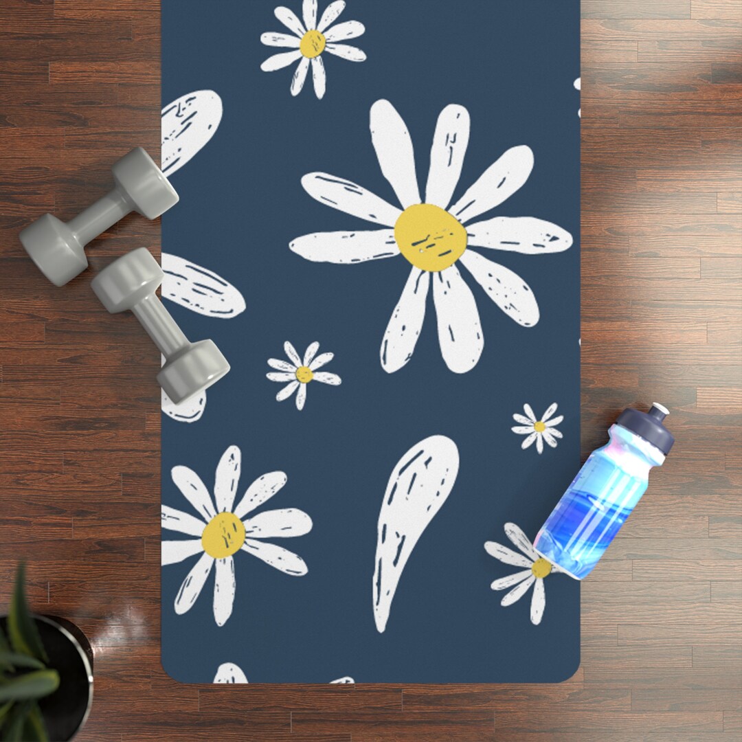 Blue Daisy Yoga Mat Daisy Exercise Mat Daisy Gift Idea for Her Fun ...