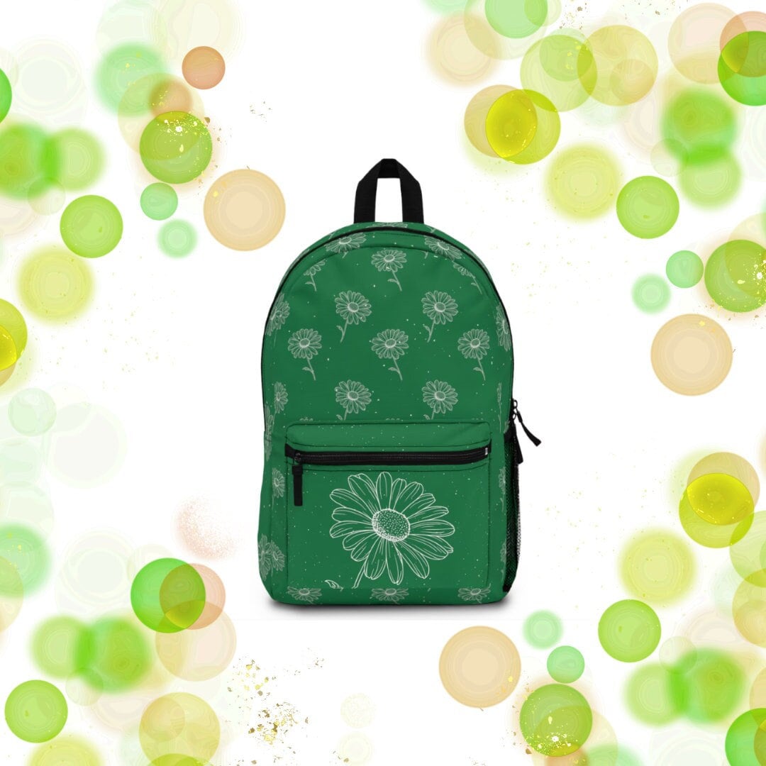 Green Daisy Backpack Cute Daisy Bookbag Fun Daisy Bag Daisy Carryall ...