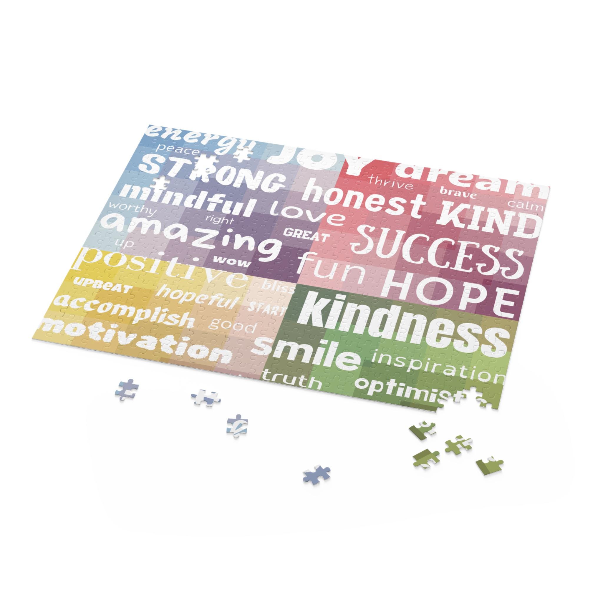 Pastel Positive Words 500 Piece Puzzle, Inspirational Puzzle, Positive ...