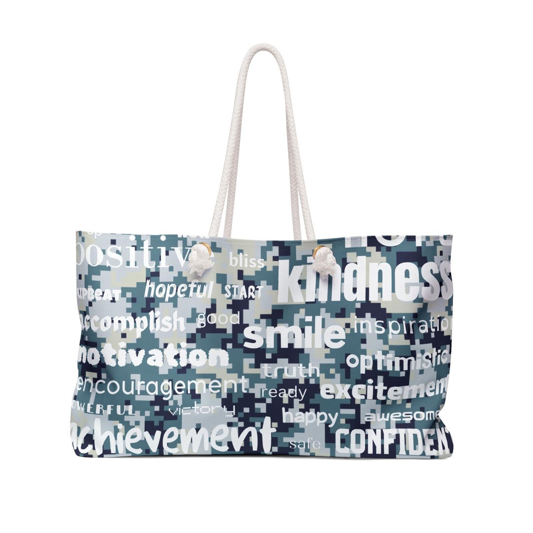 Camouflage Weekender Bag With Positive Words, Daily Inspiration Tote ...