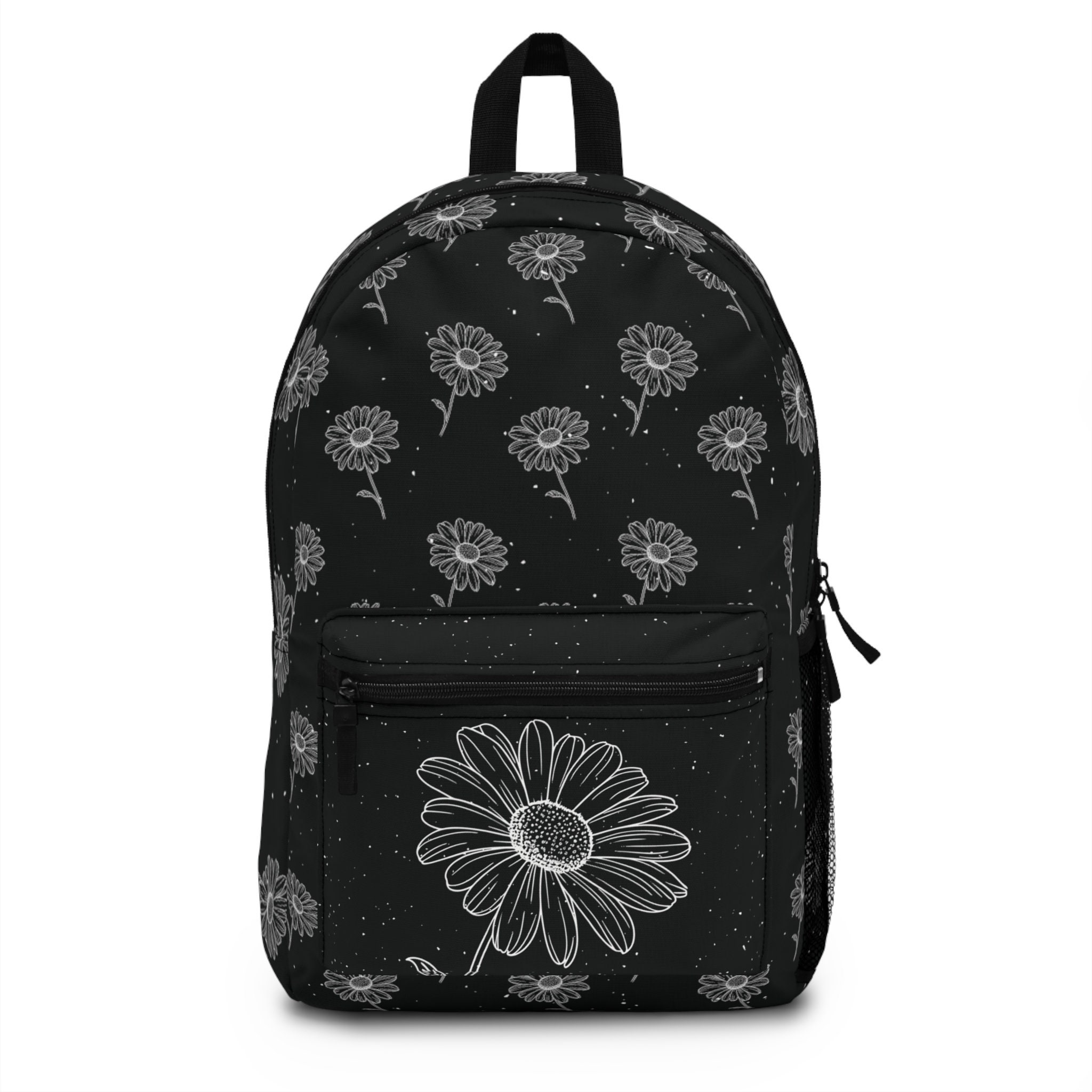 Black Daisy Backpack Cute Daisy Bookbag Fun Daisy Bag Daisy Carryall ...