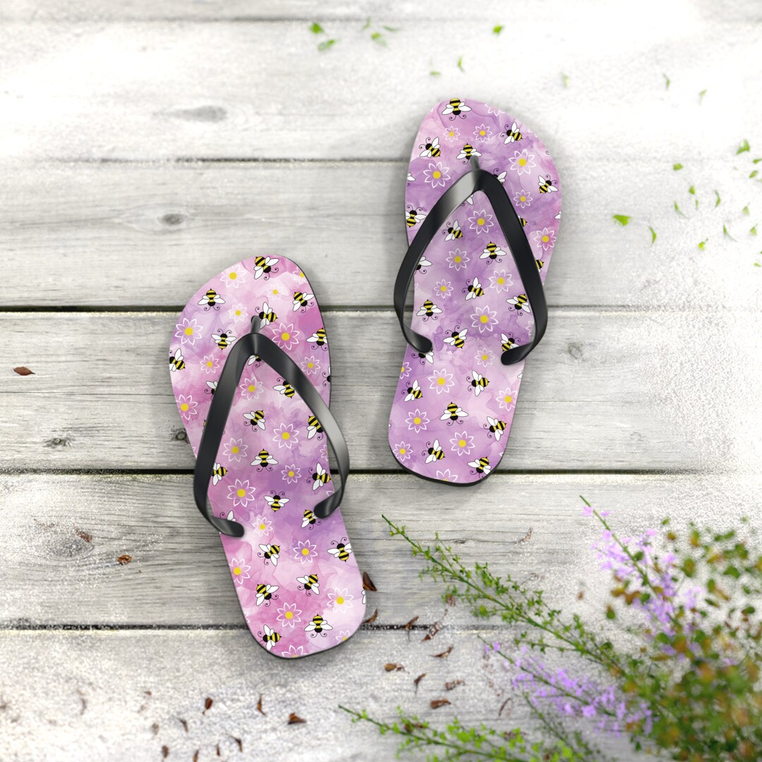 Cute Bee Flip Flops Bumble Bee Daisy Sandals Bee Sandals Cute Bee ...