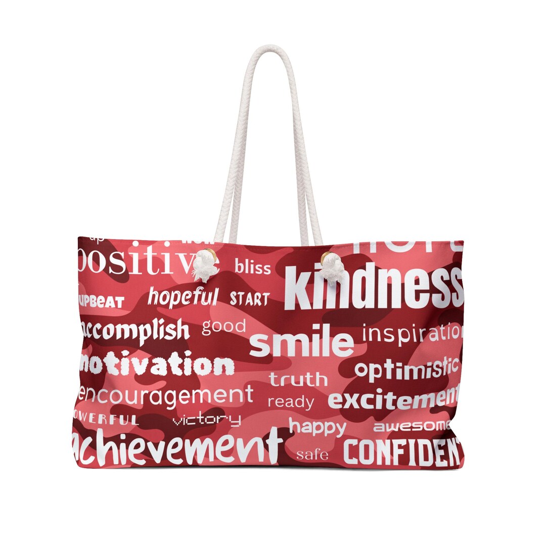 Pink Camouflage Weekender Bag With Positive Words, Daily Inspiration ...