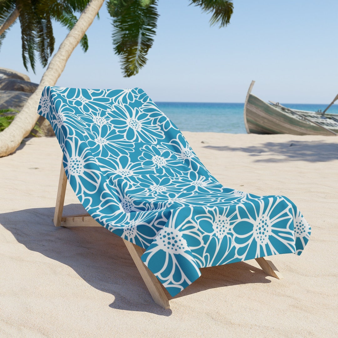 Turquoise Daisy Beach Towel Daisy Beach Blanket Daisy Towel Summertime ...