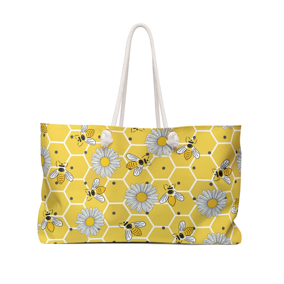 Cute Bumble Bee Daisy Tote Bag Large Bee Bag Honey Bee Oversized Tote ...