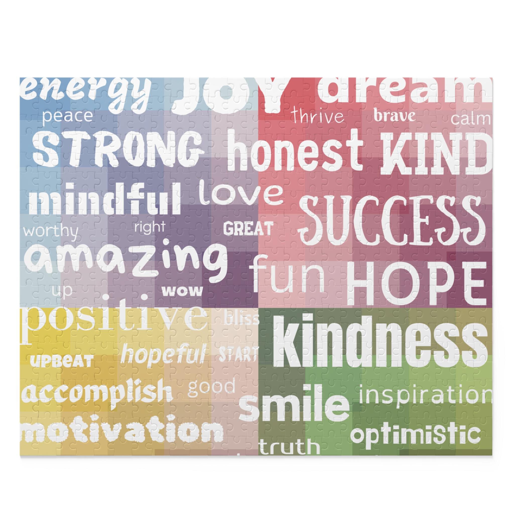 Pastel Positive Words 500 Piece Puzzle, Inspirational Puzzle, Positive ...