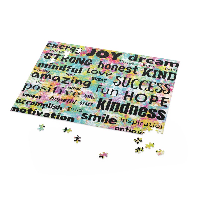 Positive Words Puzzle 120, 252, 500-piece Positive Vibes Only Positive ...