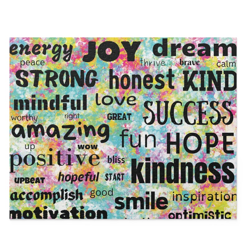 Positive Words Puzzle 120, 252, 500-piece Positive Vibes Only Positive ...