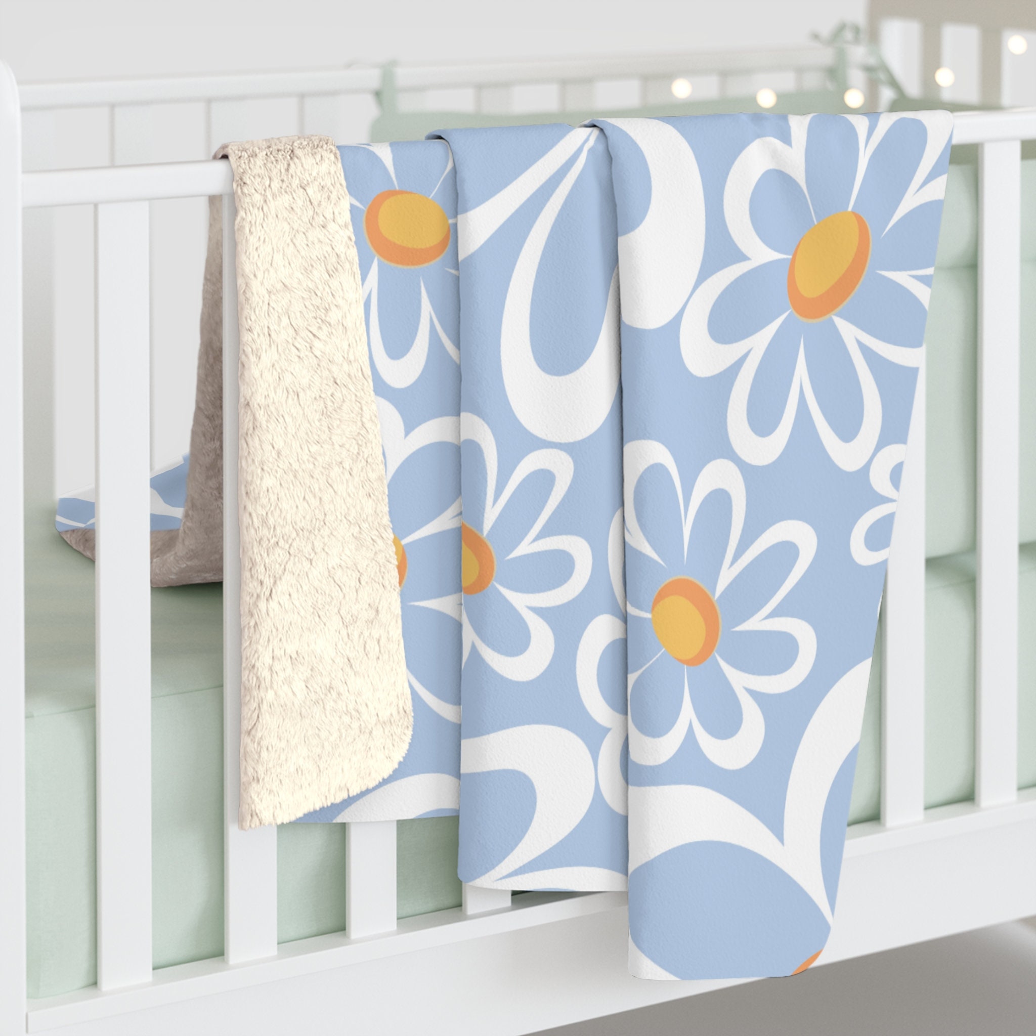 Blue Daisy Blanket Daisy Floral Blanket Daisy Sherpa Blanket Cute Daisy ...