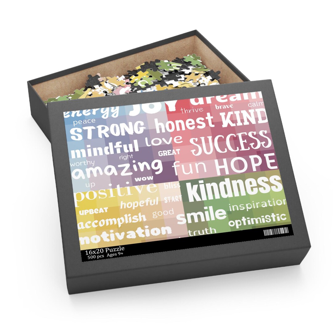 Pastel Positive Words 500 Piece Puzzle, Inspirational Puzzle, Positive ...