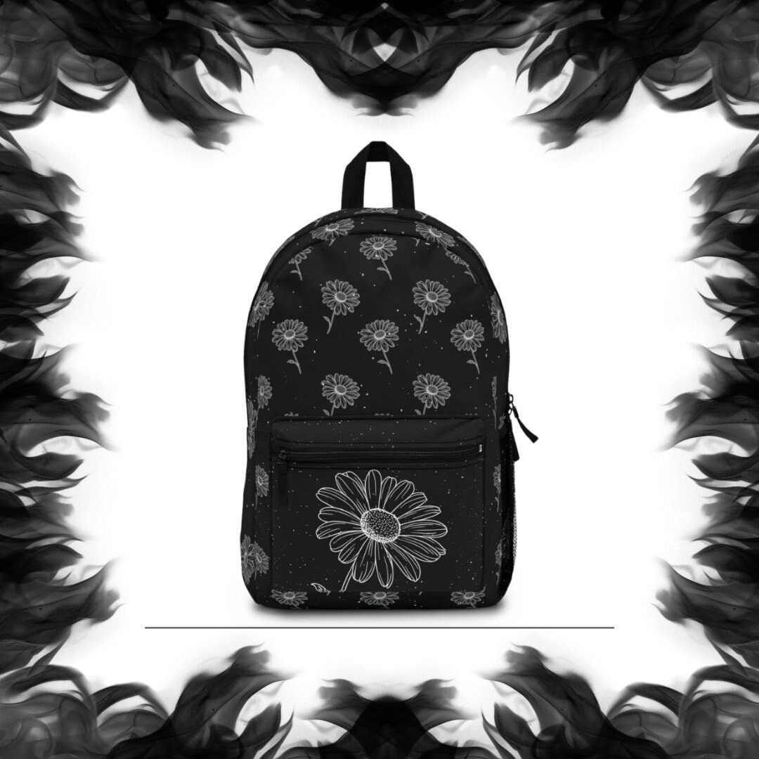 Black Daisy Backpack Cute Daisy Bookbag Fun Daisy Bag Daisy Carryall ...