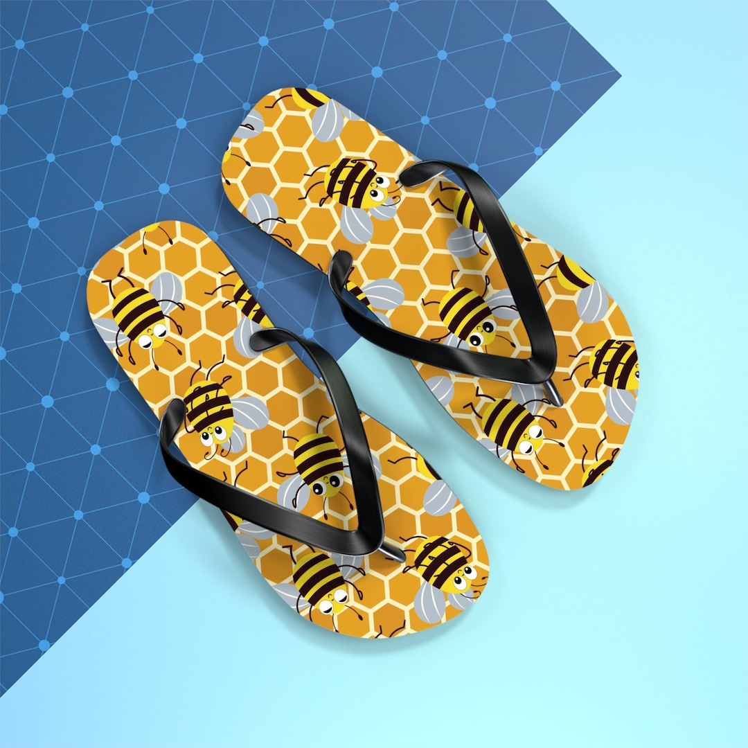 Honey Bee Honeycomb Flip Flops Honey Bee Flip Flops Honey Bee Sandals ...
