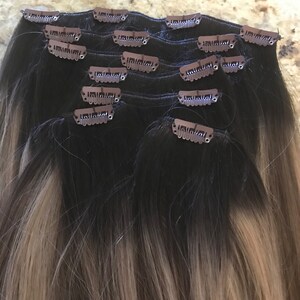 Custom Colored Clip in Balayage Hair Extensions European Remy Human ...