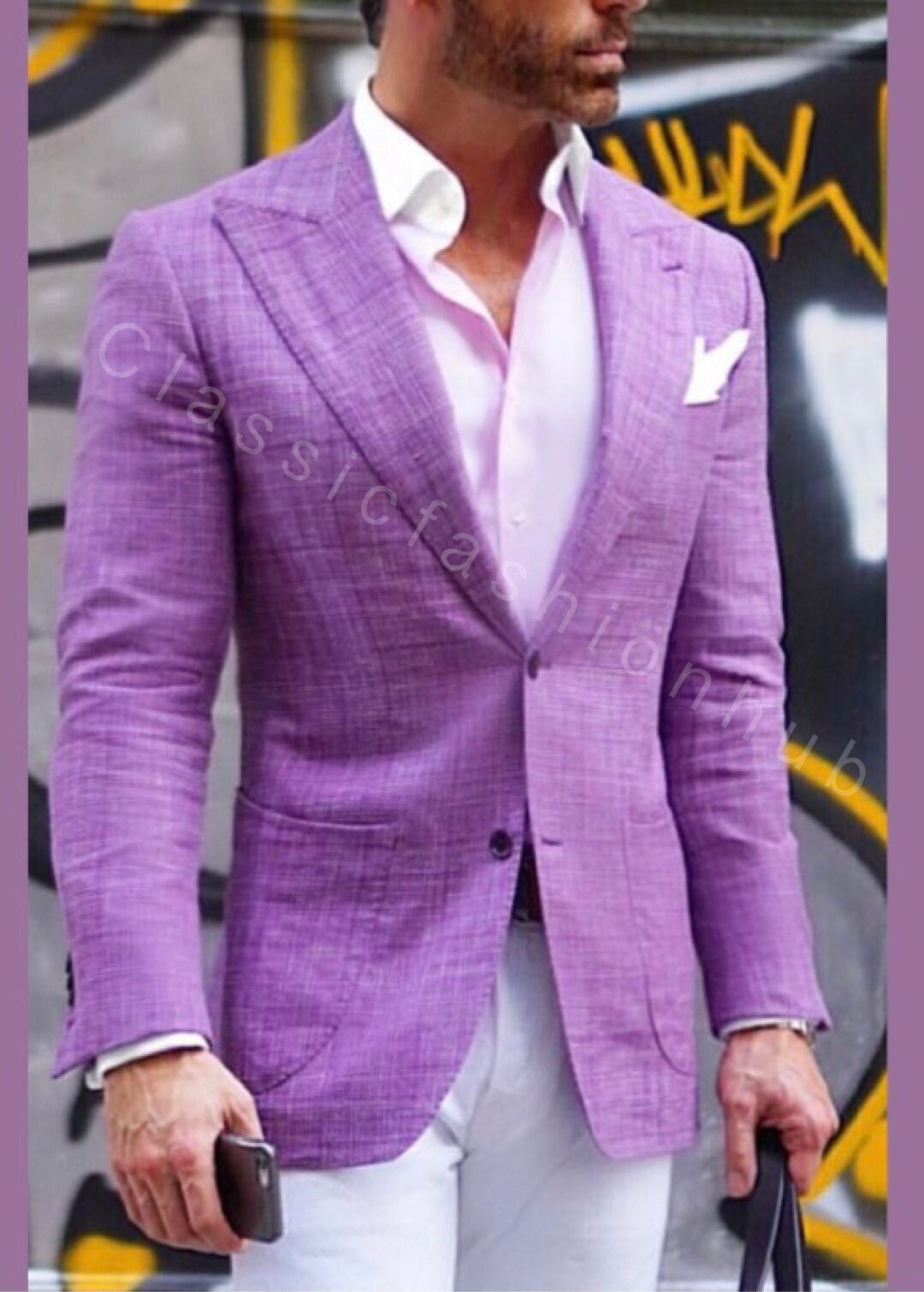 Mens Purple Linen Jacket Men Slim Fit Two Button Jacket Party Wear ...