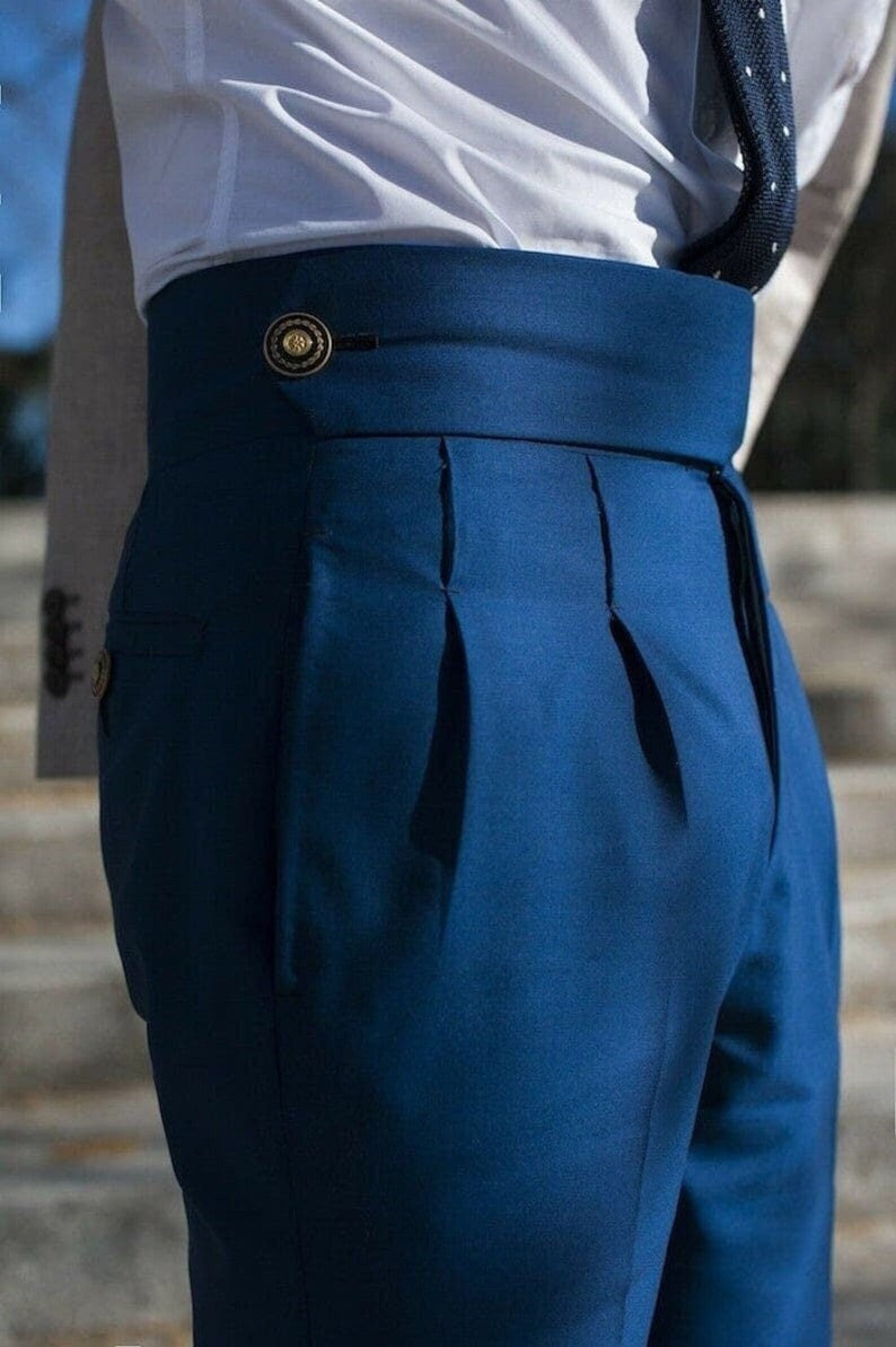 Men Gurkha Trouser Cotton High Waist Regular Fit Button Closure Men ...