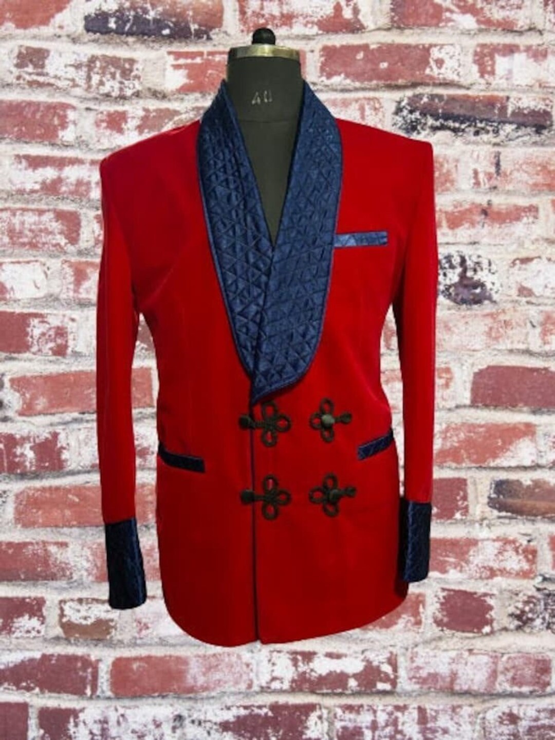 Mens Red Smoking Jackets Double Breasted Smoking Jacket Christmas Party ...