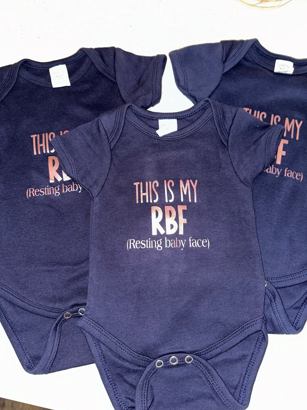 RBF (resting Baby Face) Blue/rose Gold Baby Oneies - Etsy
