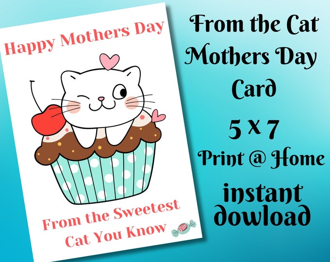Mother's Day Card From the Cat, Printable Mothers Day Greeting Card ...