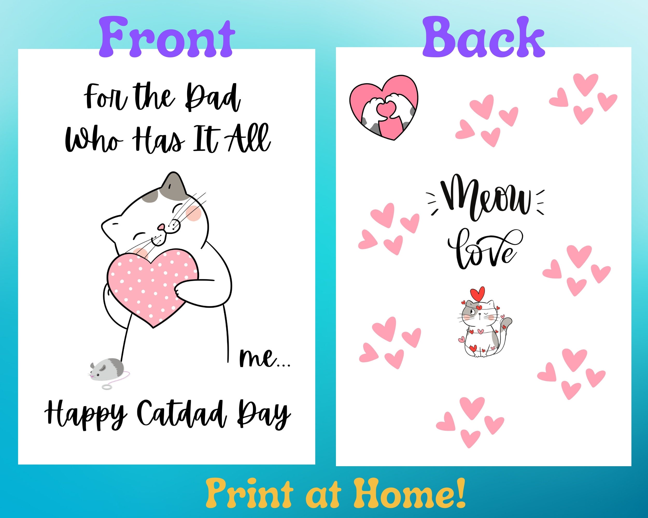 From the Cat Fathers Day Card for Dad From the Cat Gift Card Print at ...