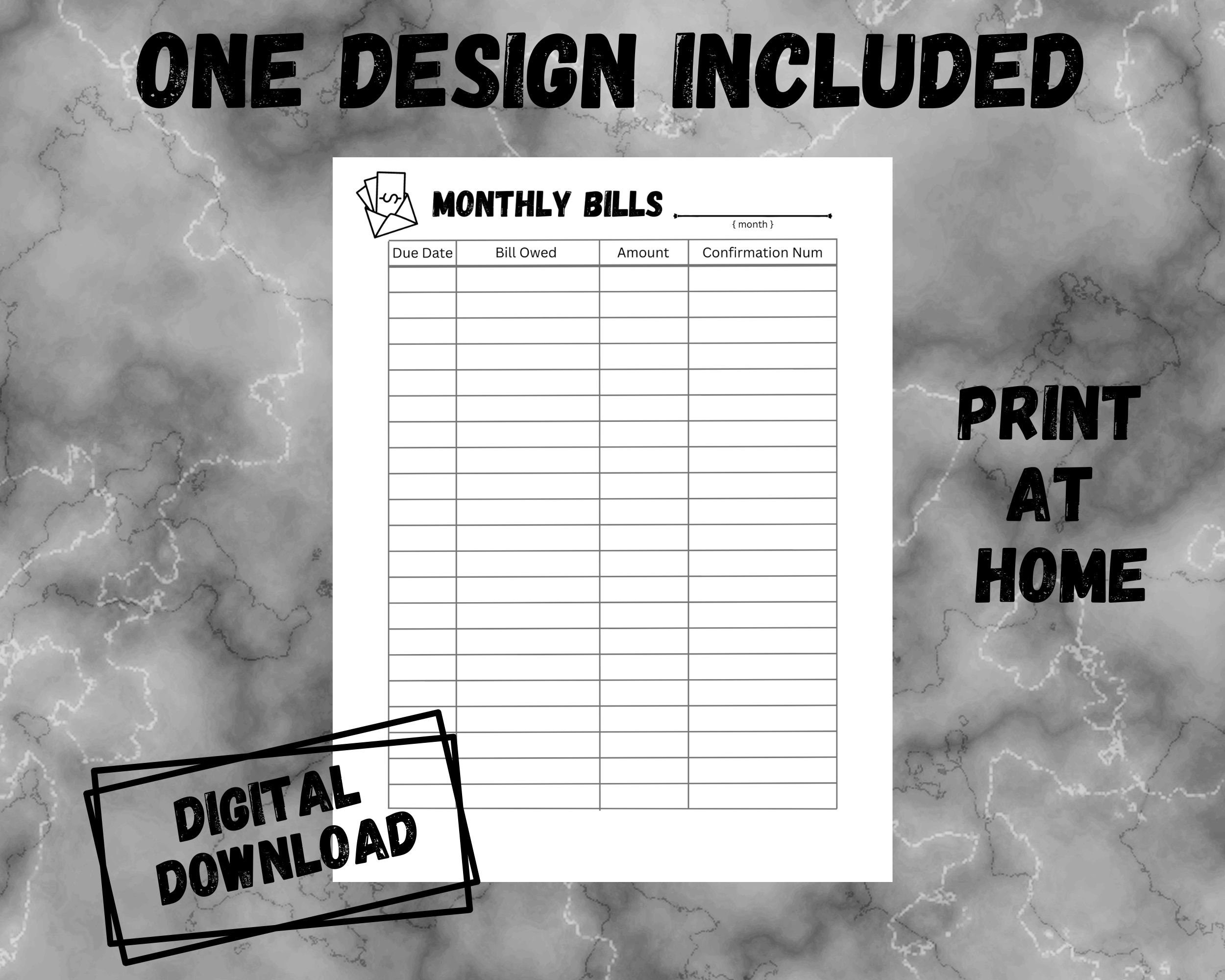 Monthly Bill Payment Record Keeper, Printable Bill Payment Sheet, Print ...