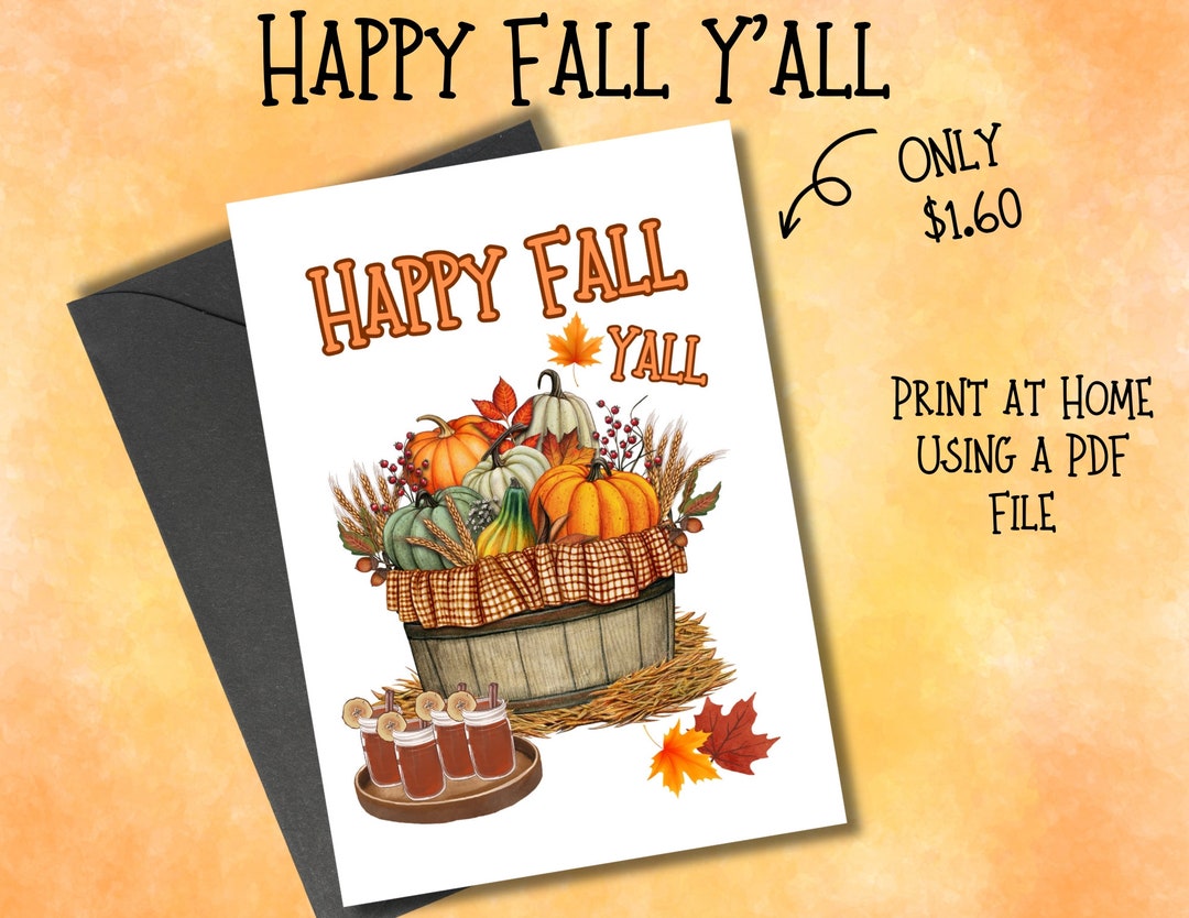 Price Drop! Happy Fall Yall Card Thinking of You Card Fall Birthday ...