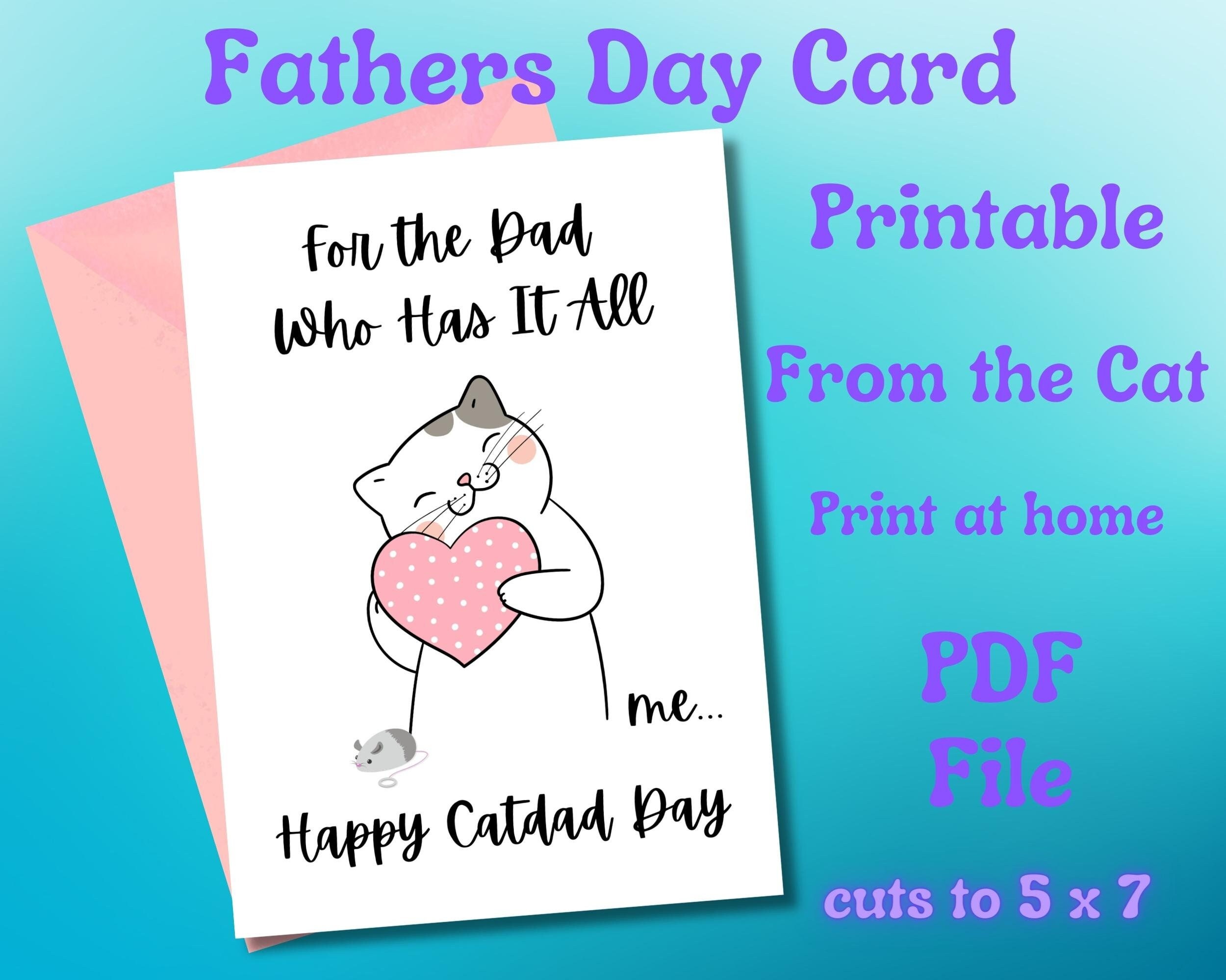 From the Cat Fathers Day Card for Dad From the Cat Gift Card Print at ...