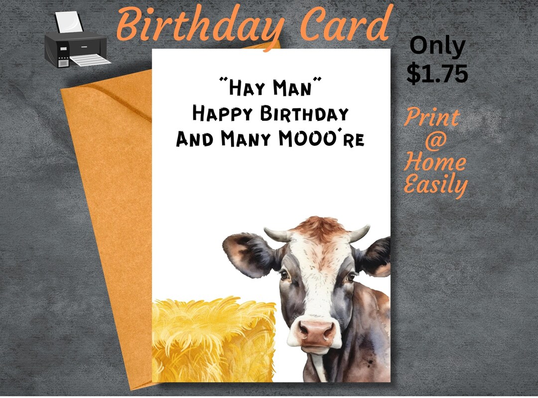 Farmers Birthday Card From the Cows Birthday Card for Him Farm Birthday ...