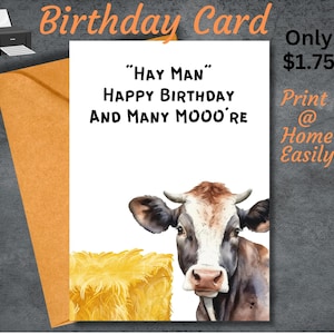 Farmers Birthday Card From the Cows Birthday Card for Him Farm Birthday ...