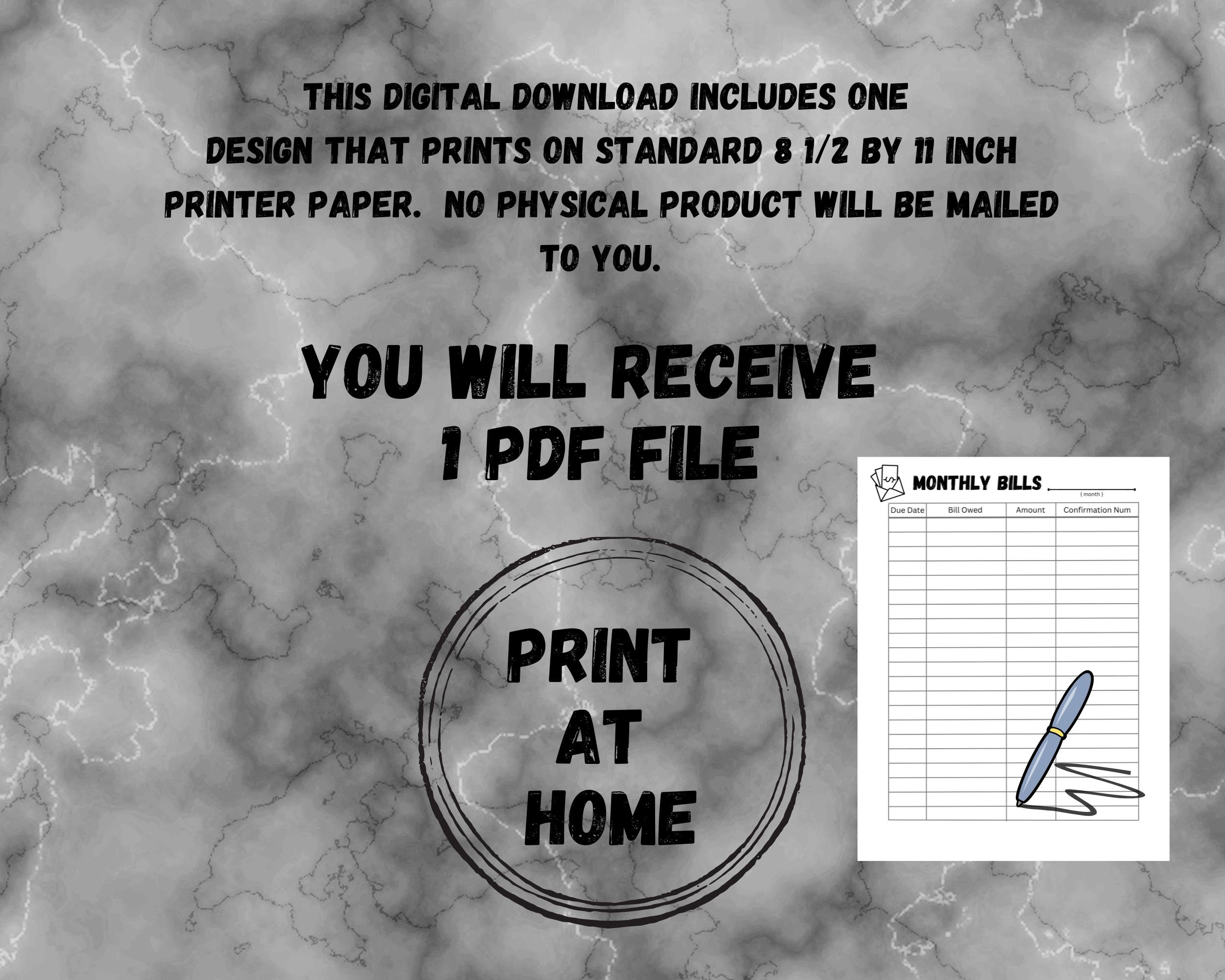 Monthly Bill Payment Record Keeper, Printable Bill Payment Sheet, Print ...