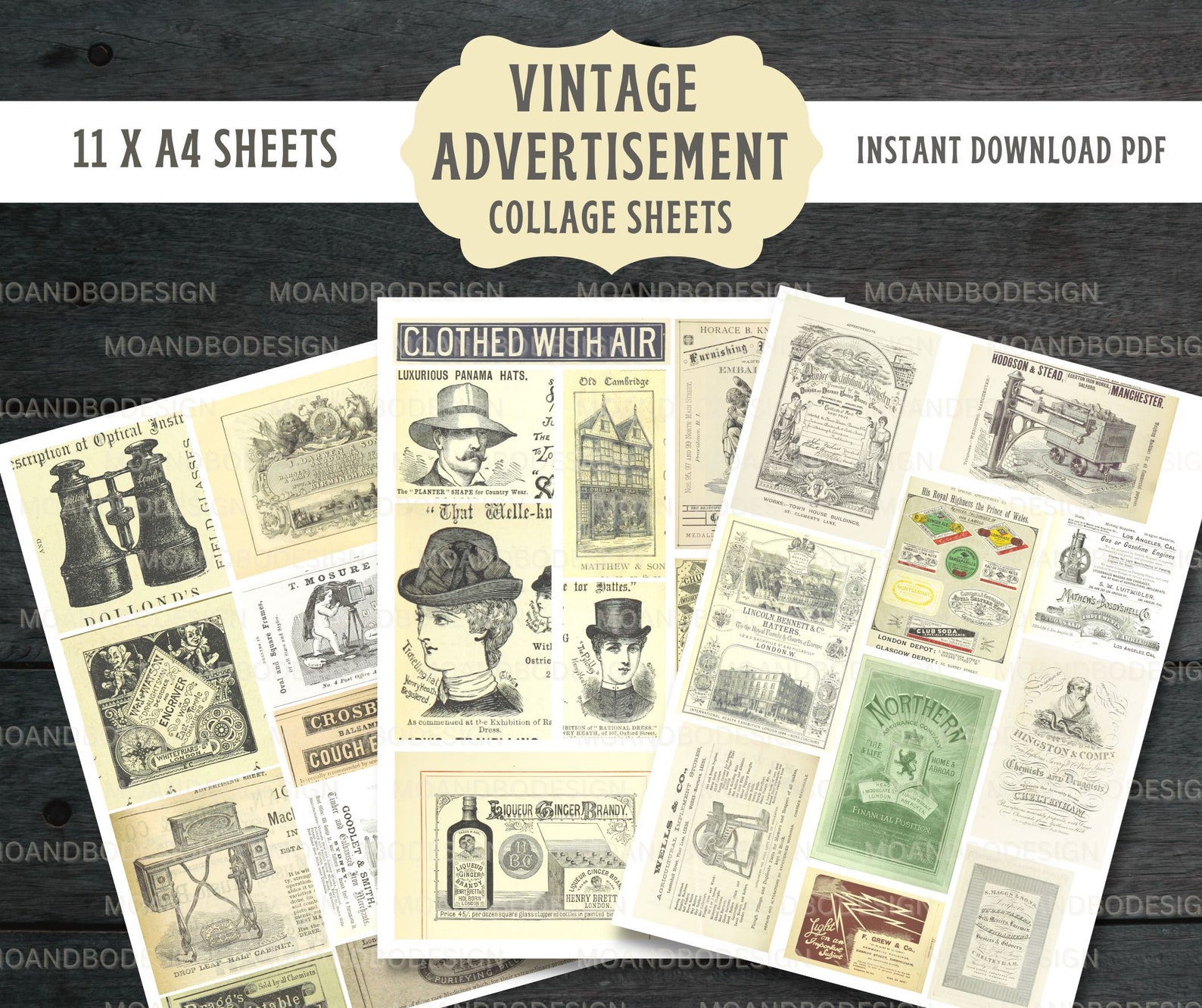 Vintage British Advertisements Collage Sheets, Junk Journal Sheets ...