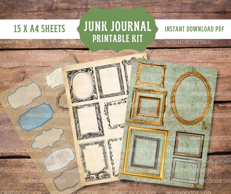 JUNK JOURNAL KIT Printable Pages, Basic Essential Journal Pages ...
