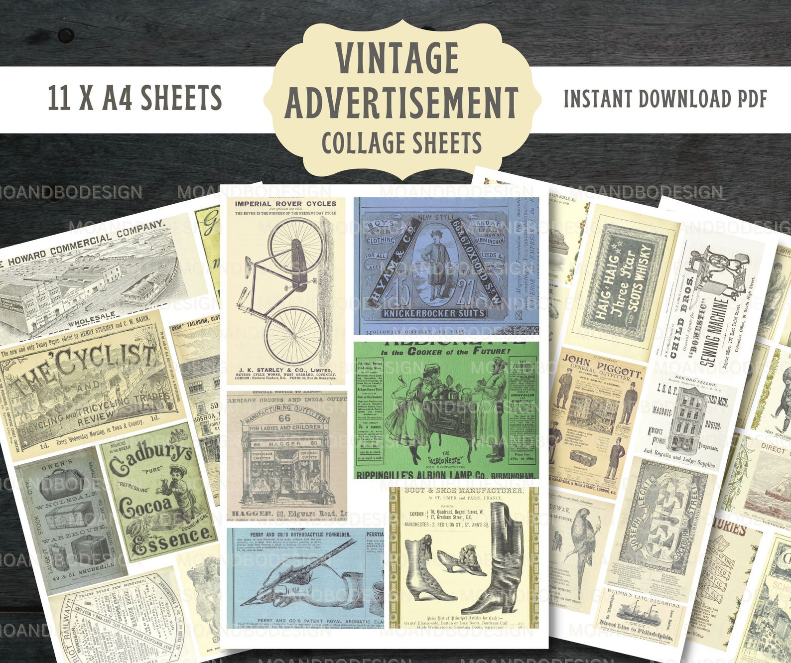 Vintage British Advertisements Collage Sheets, Junk Journal Sheets ...
