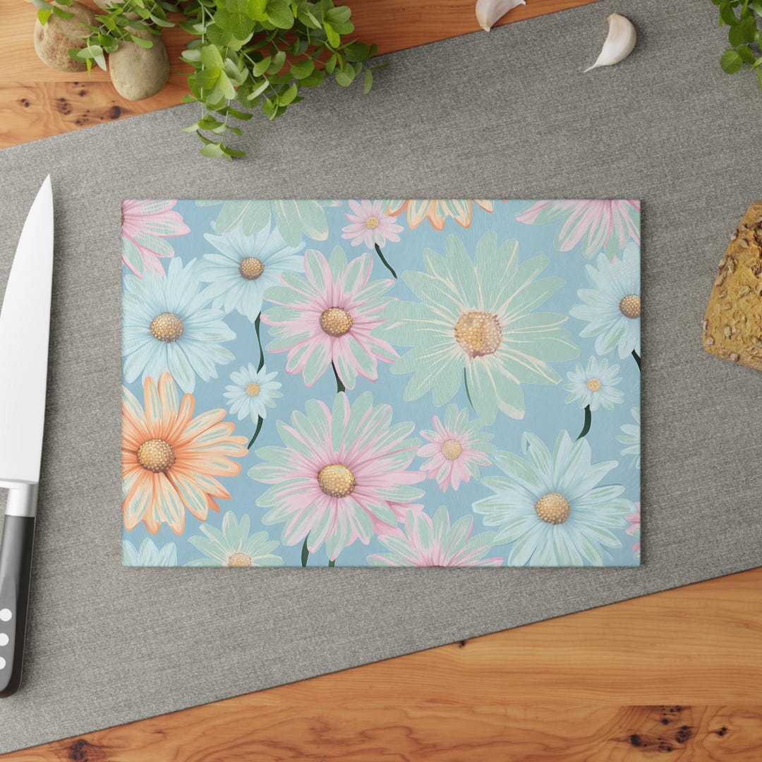 Daisy Blooms - Daisy Flowers - Glass Cutting Board - Etsy