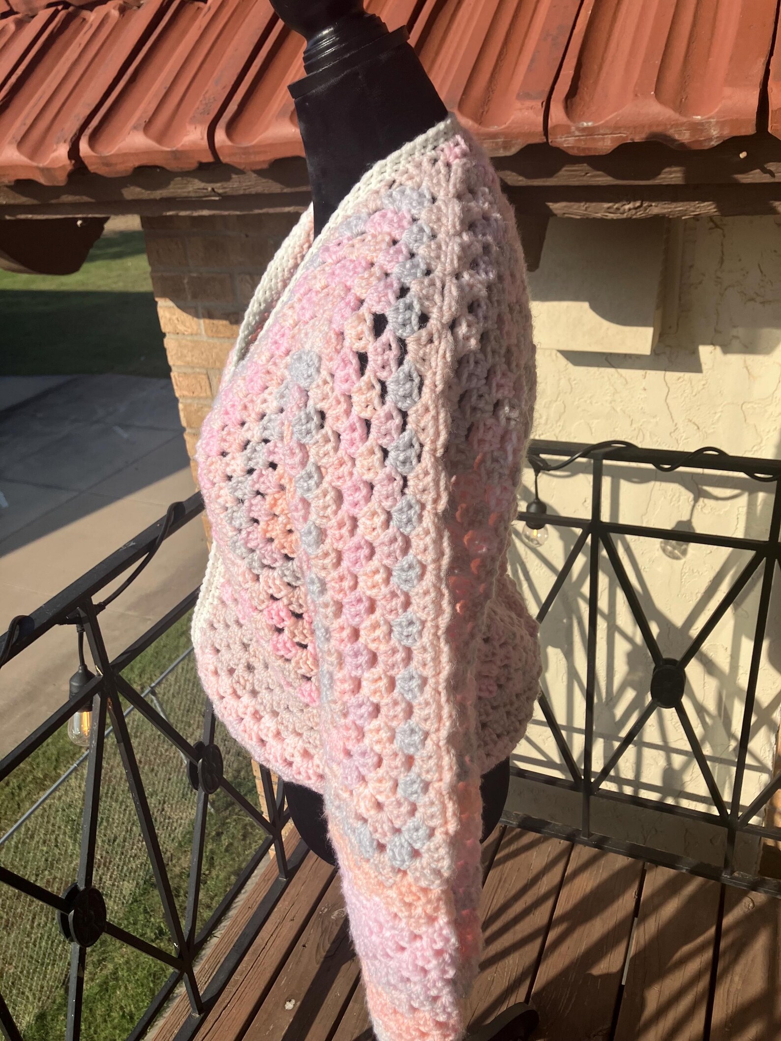 Crochet Granny Hexi Cardigan Full Length Size Small Made With Puzzle ...