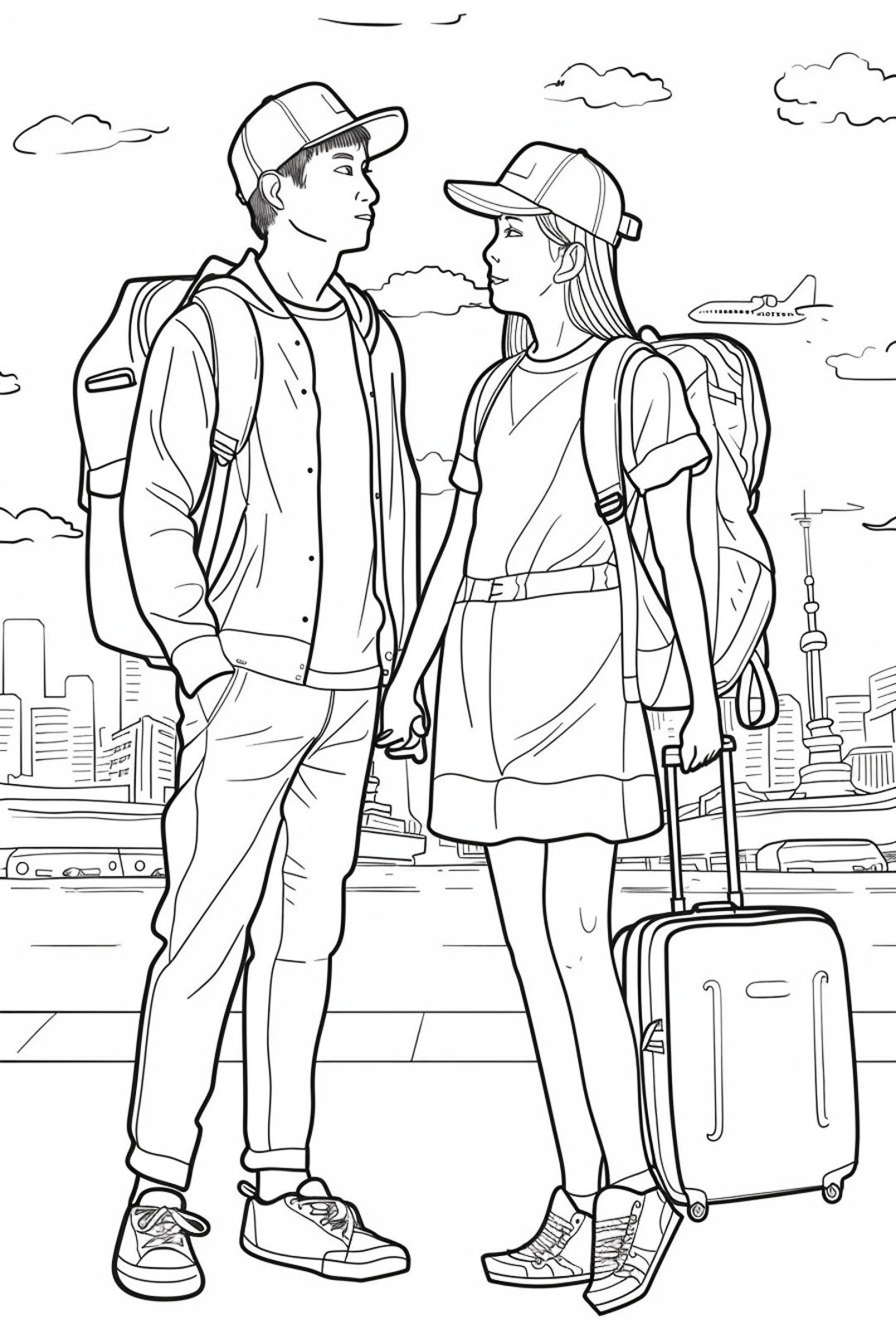 25 Printable Drawings of Travel Scenes to Color and Create, Adventure ...