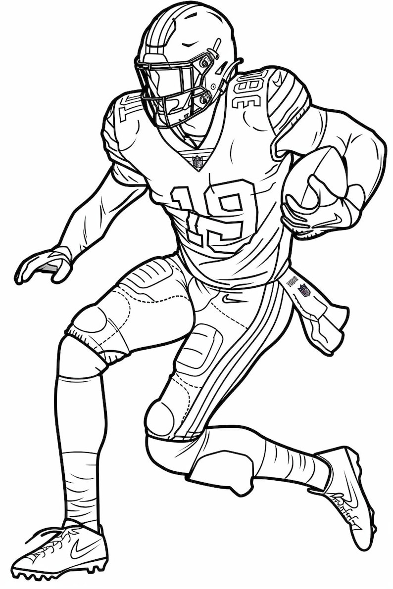 25 Printable Drawings of American Football/rugby Scenes to Color and Create, Touchdown Tackle ...