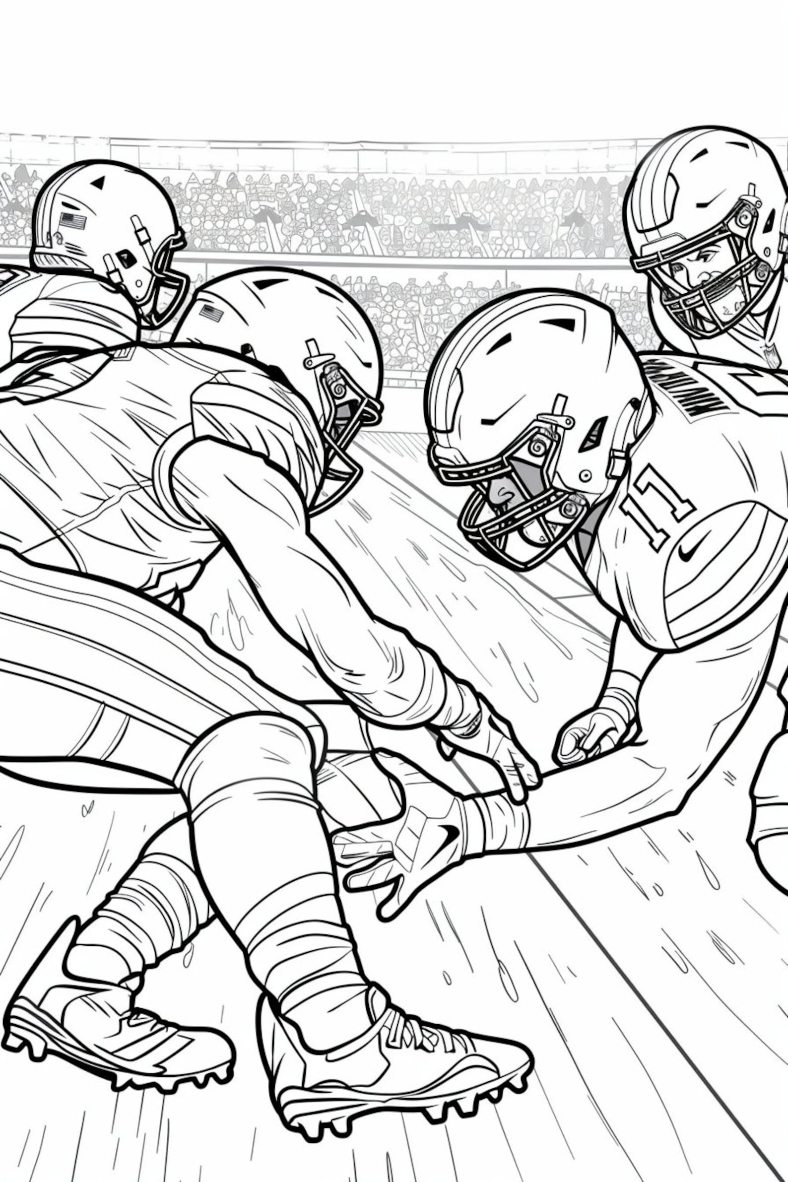 25 Printable Drawings of American Football/rugby Scenes to Color and ...