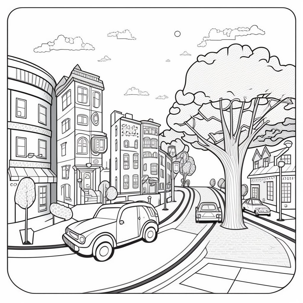 City Street Coloring Page