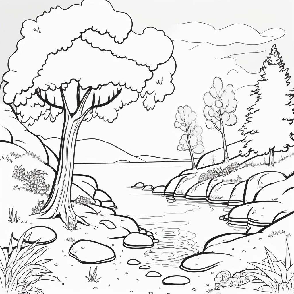 25 Printable Coloring Pages of Natural Landscapes Mountains, Beaches ...