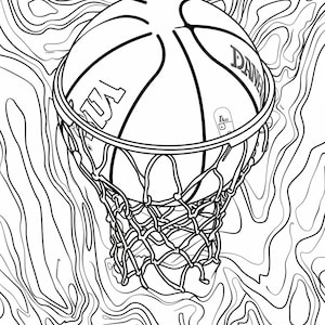 25 Printable Drawings of Basketball Scenes to Color and Create, Slam ...