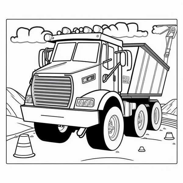 Construction Vehicle Coloring Pages for Kids - Etsy