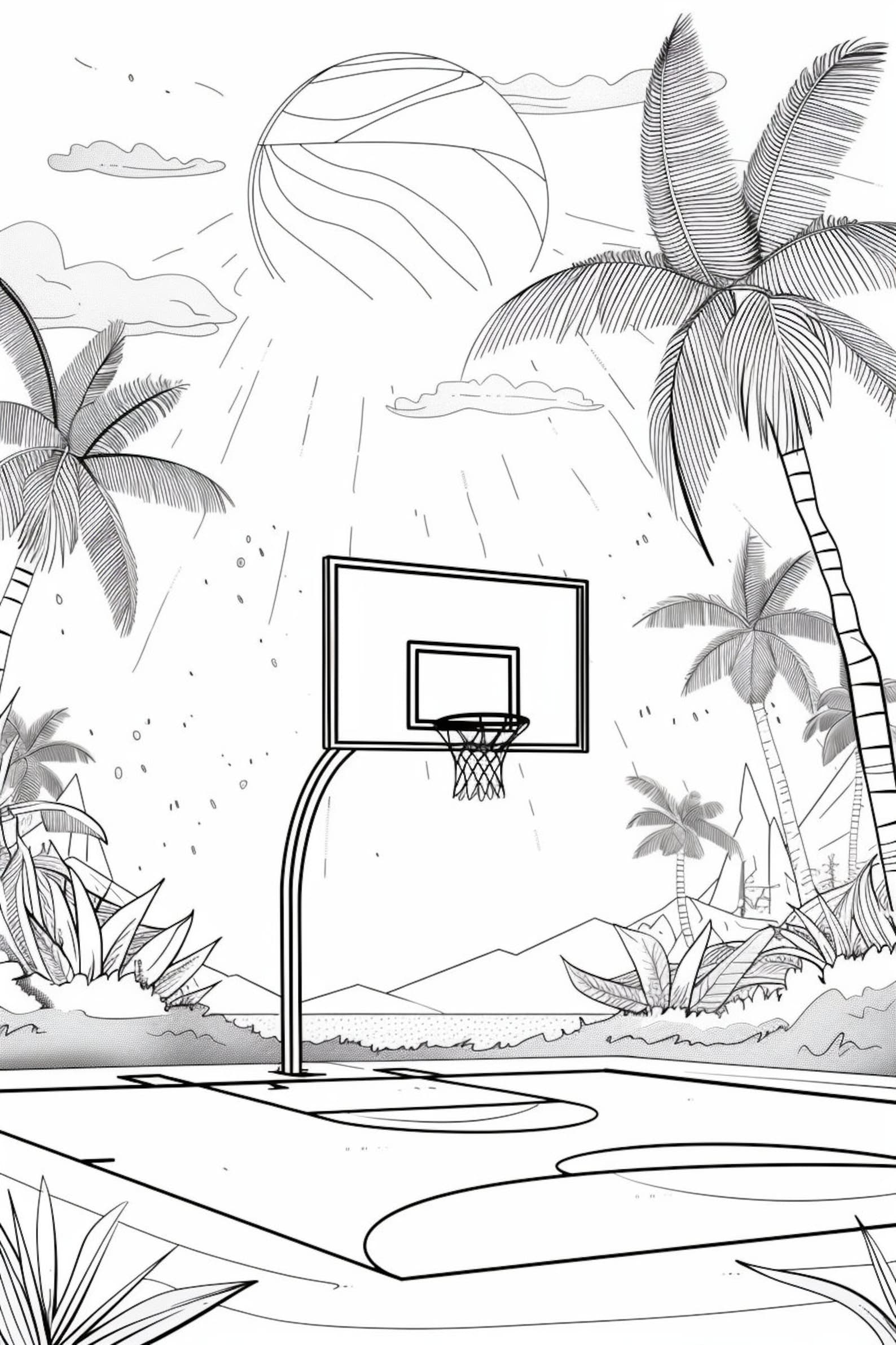 25 Printable Drawings of Basketball Scenes to Color and Create, Slam ...