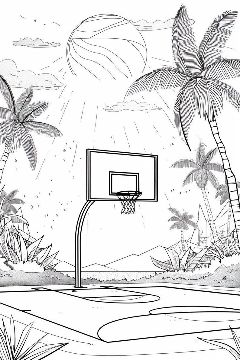 25 Printable Drawings of Basketball Scenes to Color and Create, Slam ...